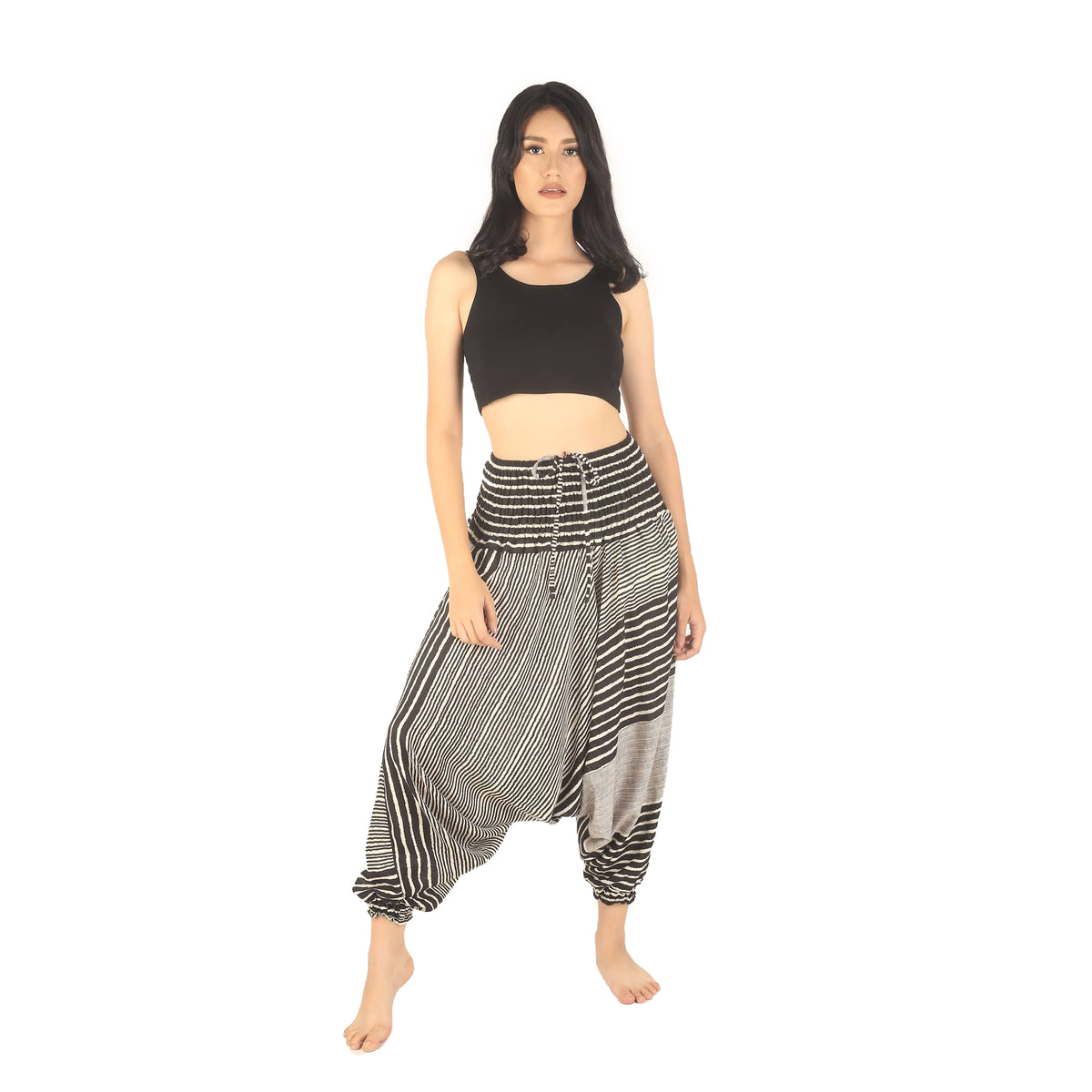 Zebra Stripe Unisex Aladdin drop crotch pants in Black PP0056 020041 0