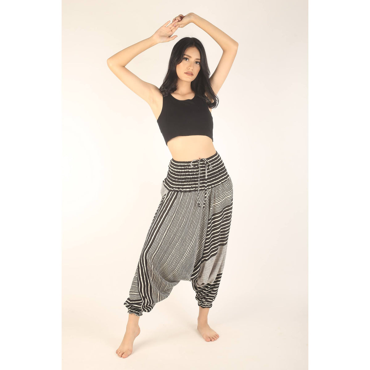Zebra Stripe Unisex Aladdin drop crotch pants in Black PP0056 020041 0